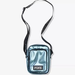 PINK Victoria's Secret | Bags | Vs Pink Metallic Blue Crossbody Bag ...